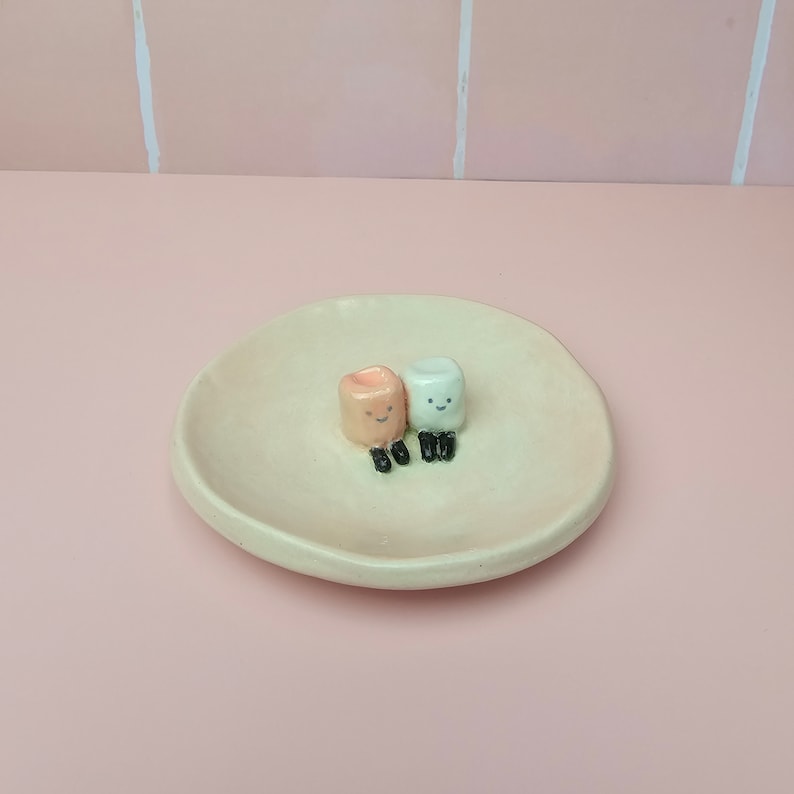 Adorable Marshmallow Jellycat Inspired Stoneware Plate Jewellery Ring ...
