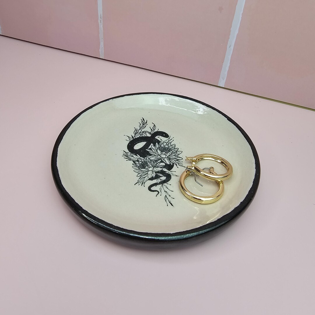 Snake Stoneware Dish - Pink Handmade Jewellery Dish | Snake Flower ...