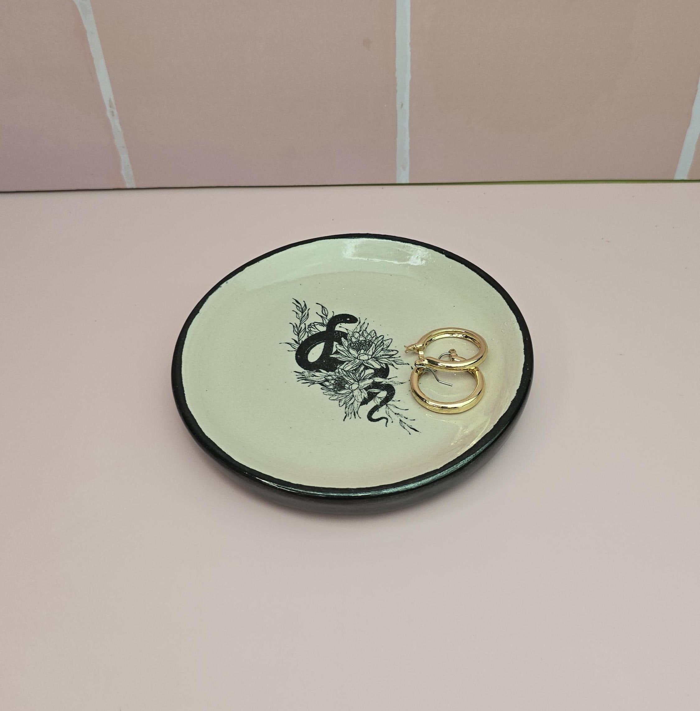 Snake Stoneware Dish - Pink Handmade Jewellery Dish | Snake Flower ...