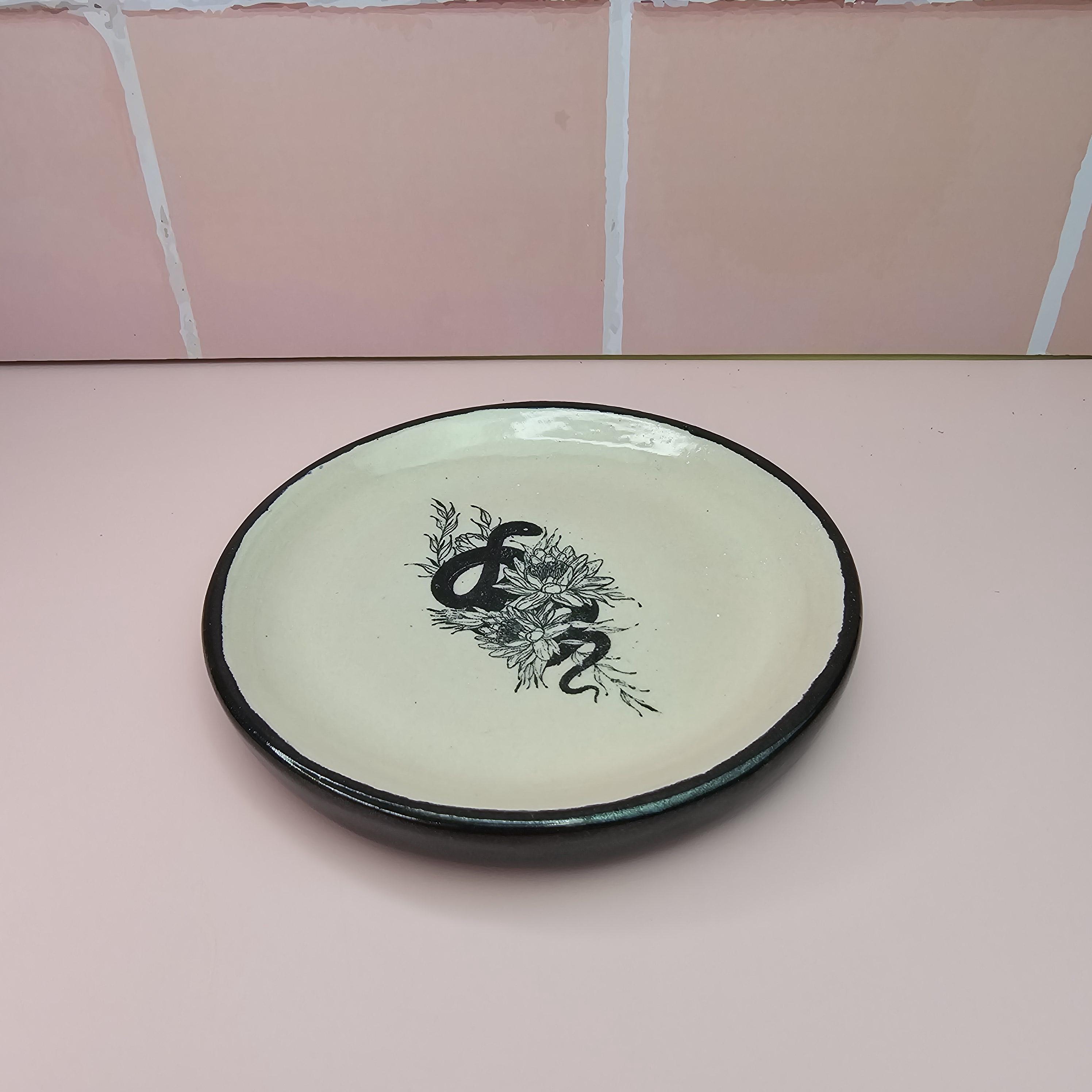 Snake Stoneware Dish - Pink Handmade Jewellery Dish | Snake Flower ...