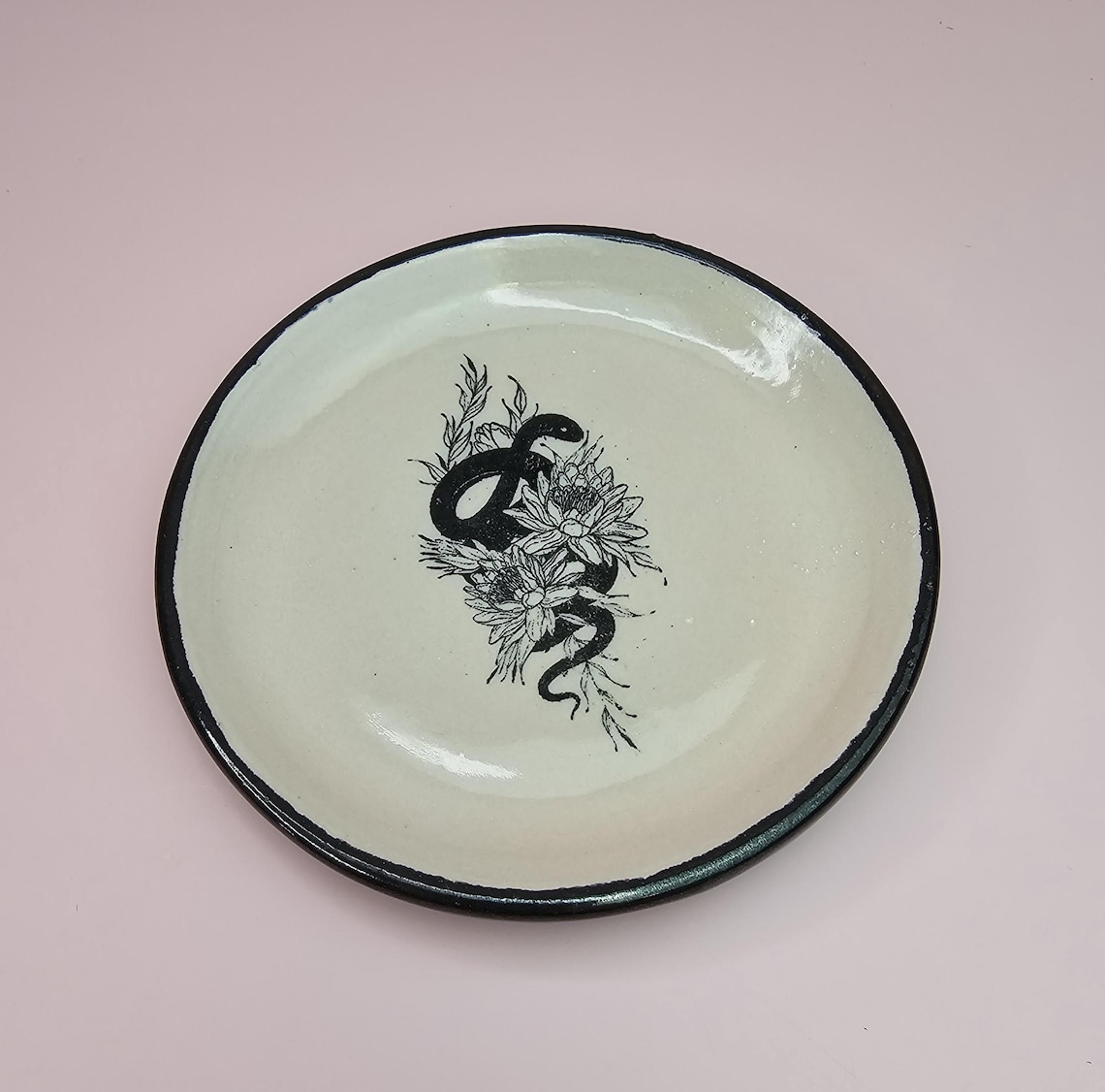 Snake Stoneware Dish - Pink Handmade Jewellery Dish | Snake Flower ...