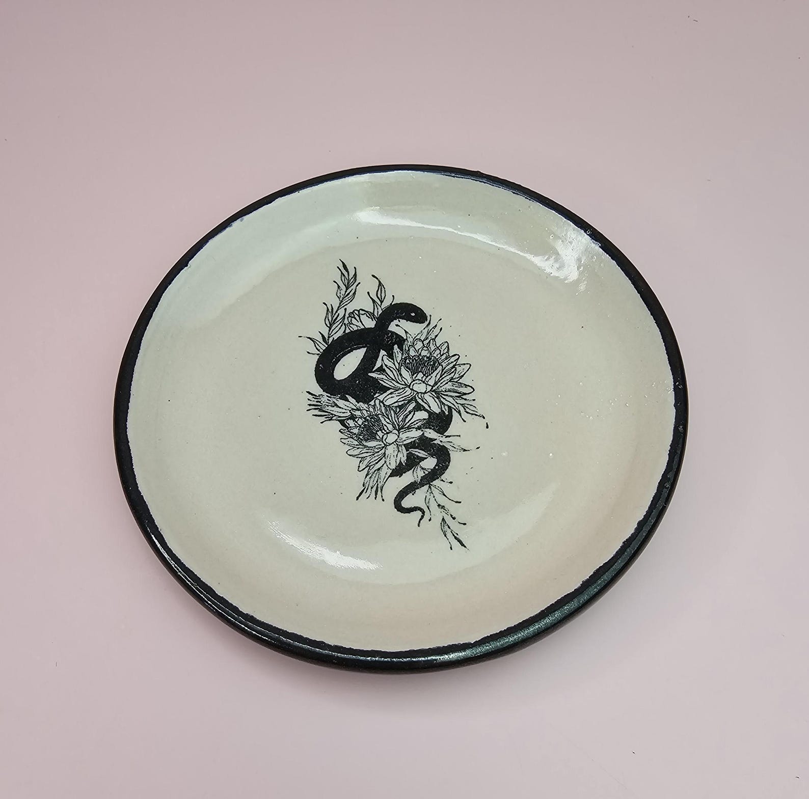 Snake Stoneware Dish - Pink Handmade Jewellery Dish | Snake Flower ...