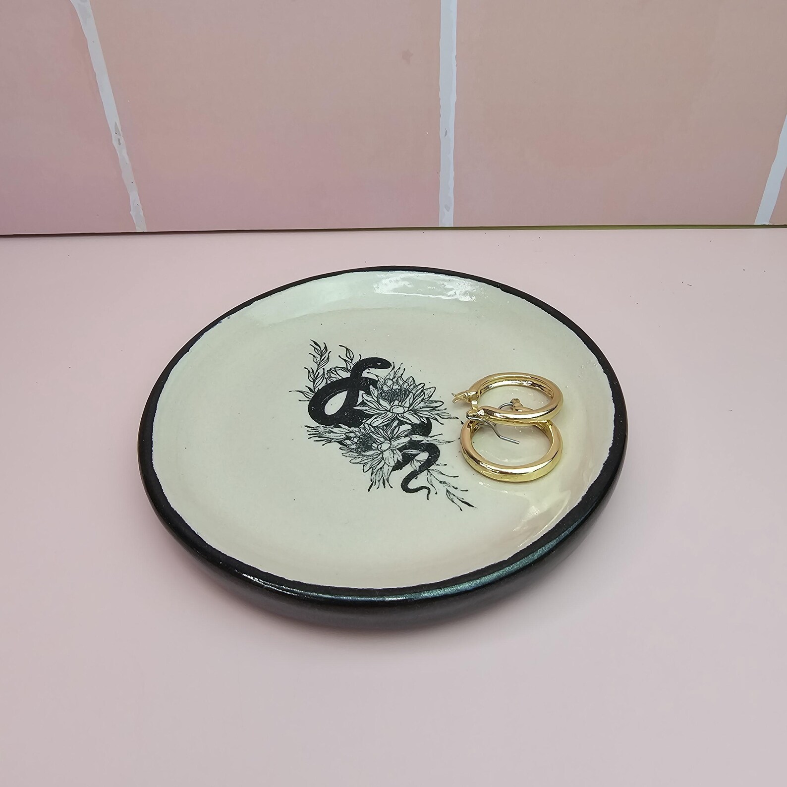 Snake Stoneware Dish - Pink Handmade Jewellery Dish | Snake Flower ...