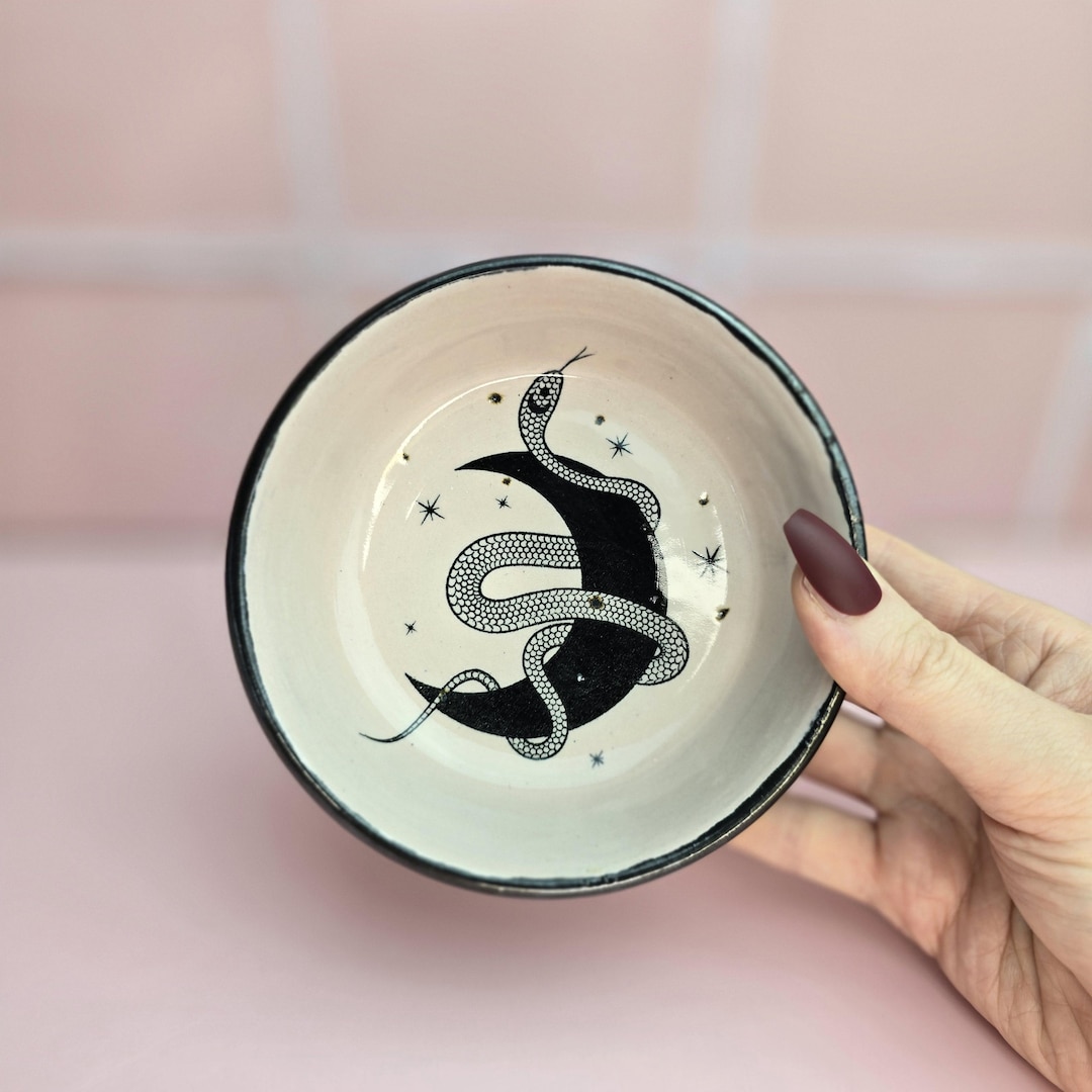 Snake Stoneware Bowl - Pink Handmade Bowl | Snake Flower Décor | Snake ...