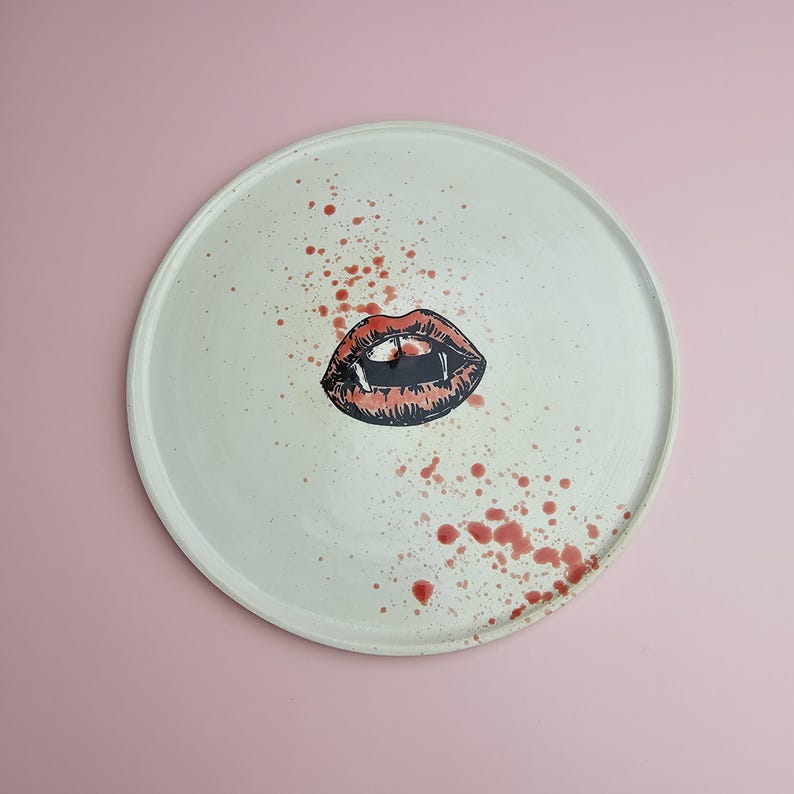 Vampire Mouth Blood Splatter Plate | Vampire Kitchenware | Halloween ...