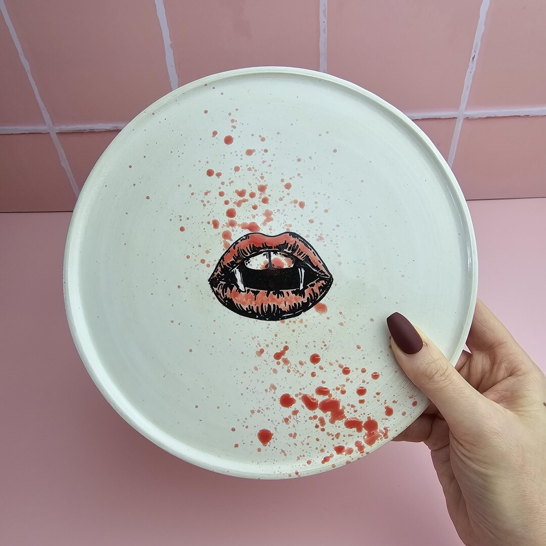 Vampire Mouth Blood Splatter Plate | Vampire Kitchenware | Halloween ...