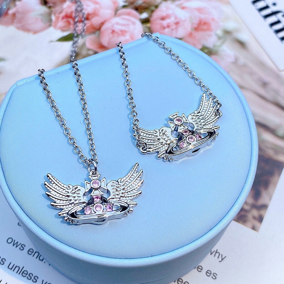 Saturn Planet Wings Necklacevivienne Westwood Planet Clavicle - Etsy