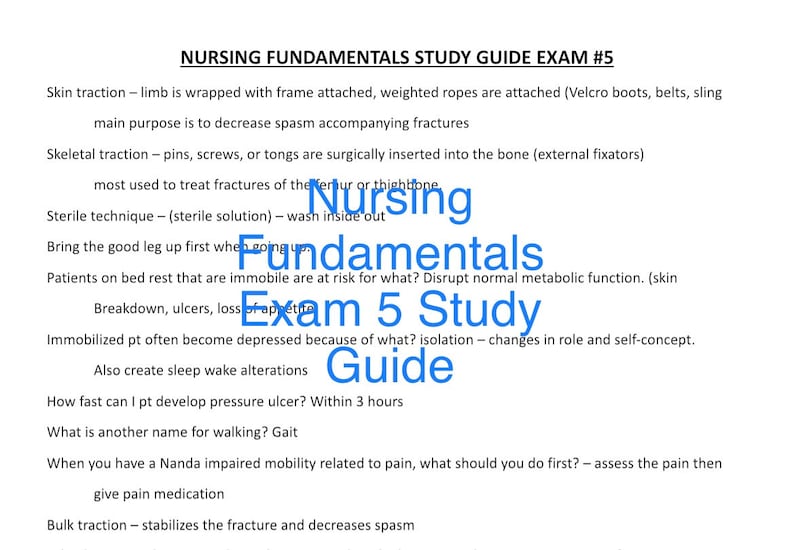 Nursing Fundamentals Exam 5 Study Guide - Etsy