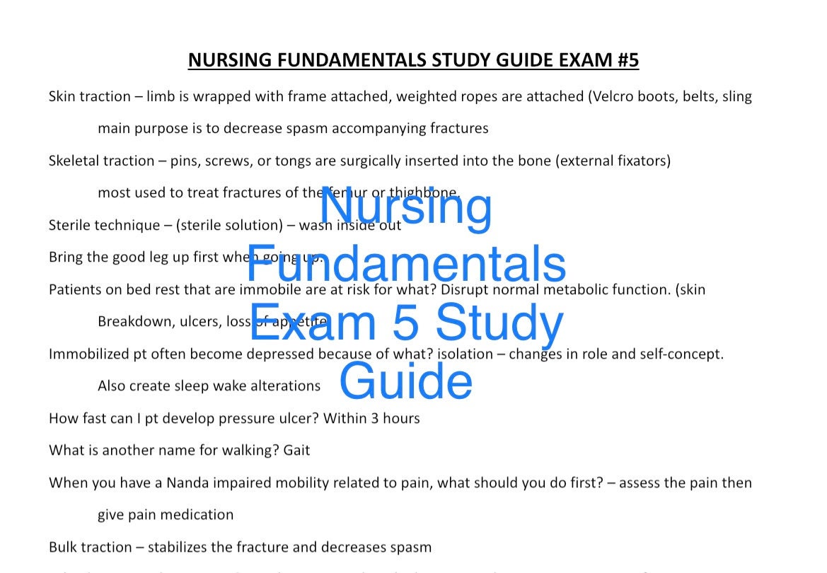 Nursing Fundamentals Exam 5 Study Guide - Etsy