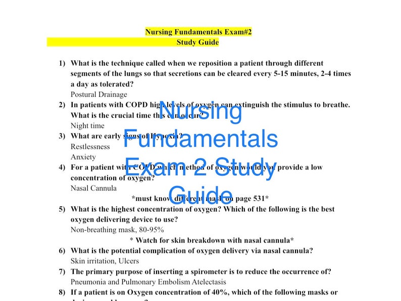 Nursing Fundamentals Exam 2 Study Guide - Etsy Nursing Fundamentals Exam 2 Study Guide - Etsy