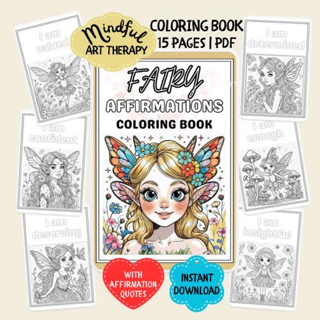Fairy Affirmations Coloring Book Positive Thinking Activity for Kids ...