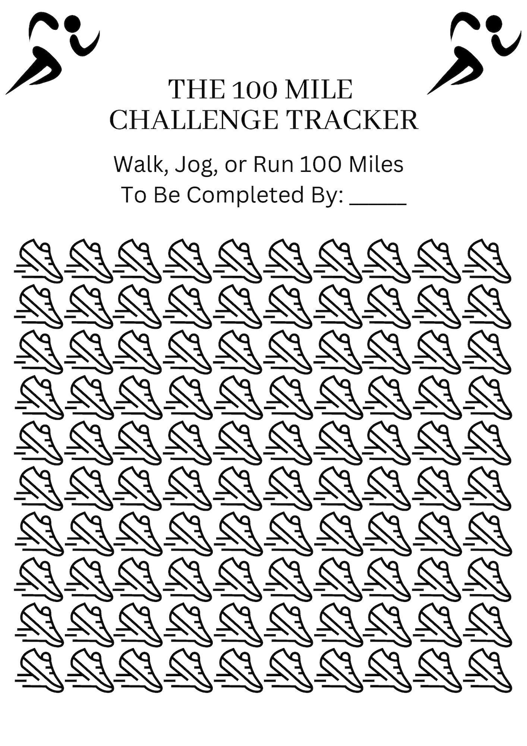 100 Mile Challenge Tracker - Etsy