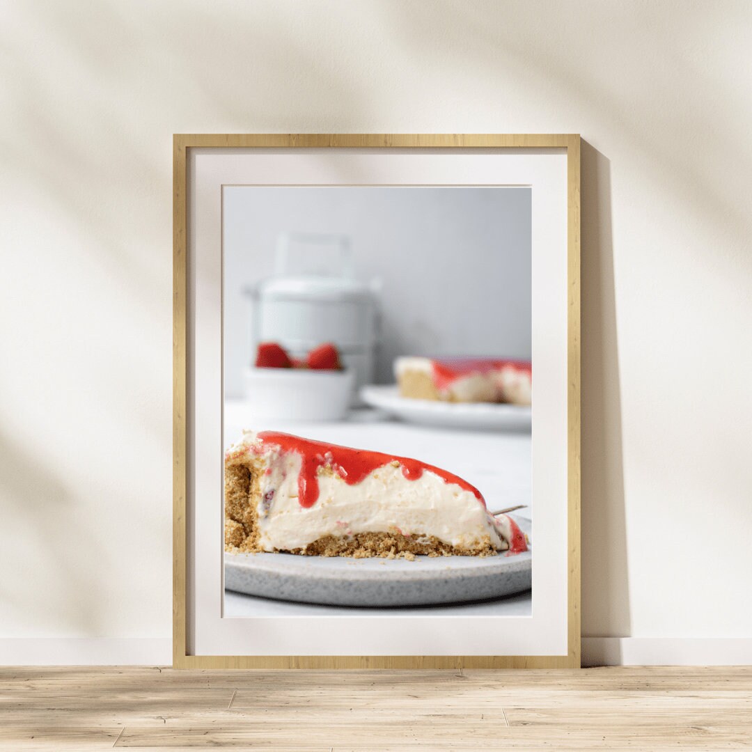 Strawberry Cheesecake Photography Print, Dessert Wall Art, Kitchen Wall ...