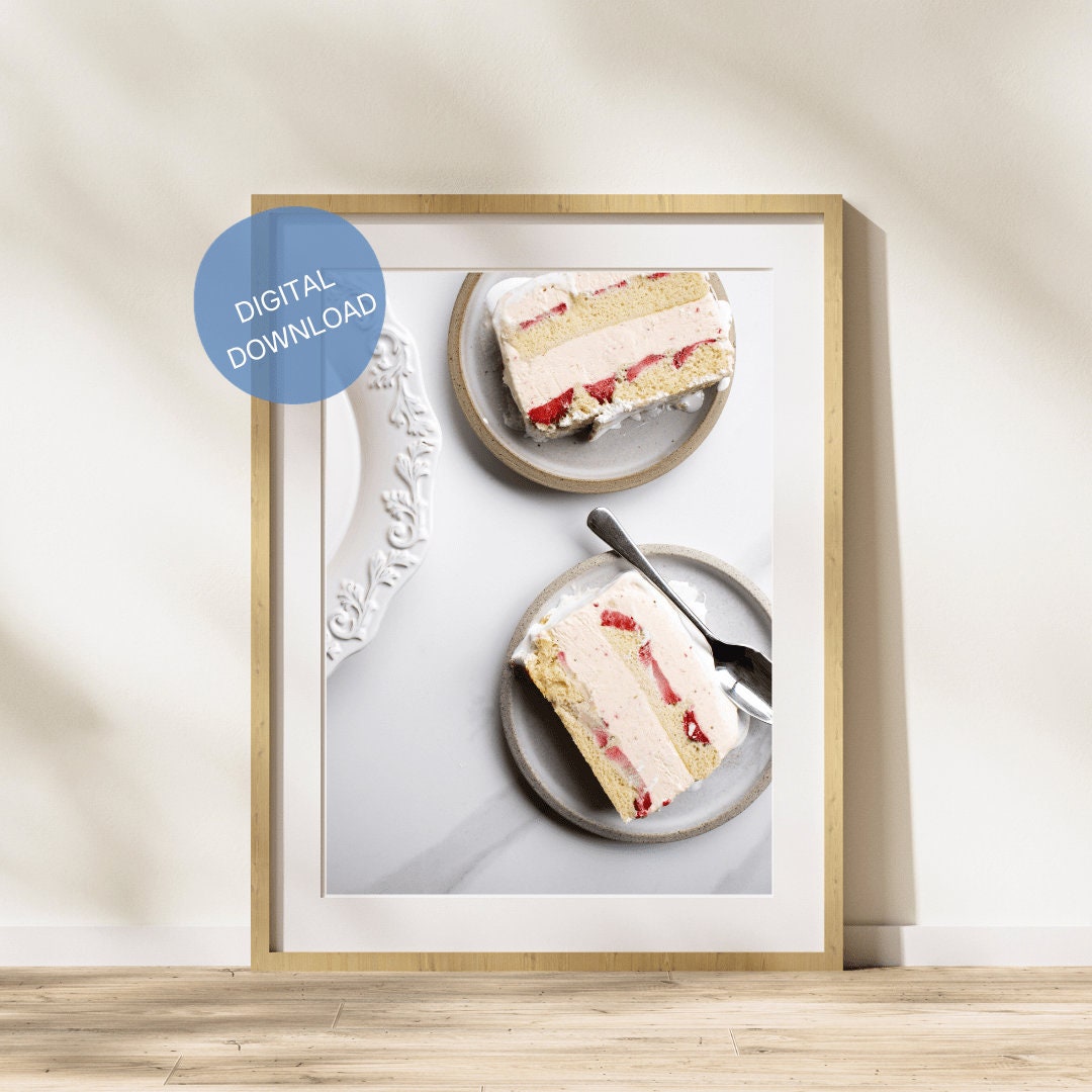 Strawberry Alaska PRINTABLE Photograph | Pink Dessert Art Print Digital ...
