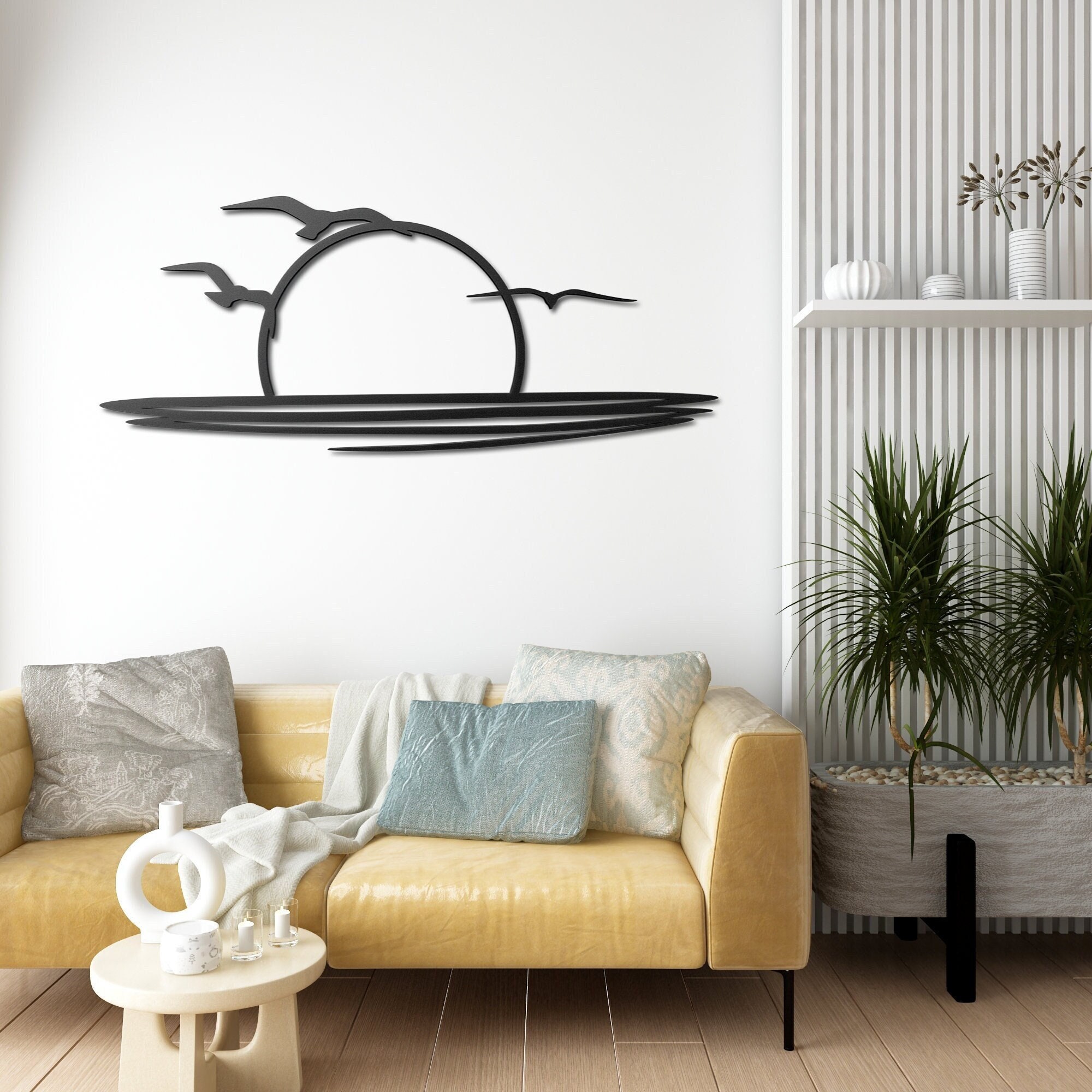 Sunrise Metal Wall Decor, Sun and Seagulls Metal Wall, Christmas Home ...