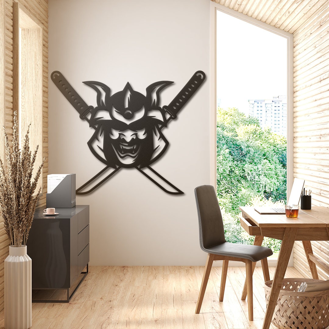 The Japanese Helmet Metal Wall Decor, Japanese Samurai Metal Wall Art ...