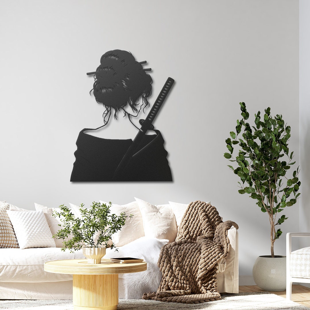 Geisha Metal Wall Decor, Samurai Geisha Metal Wall Art, Japanese Woman ...