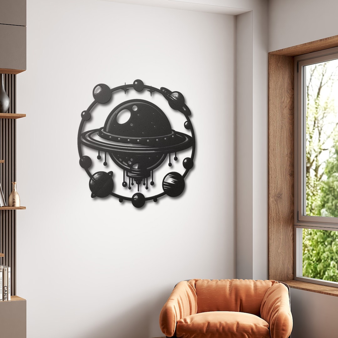 Space Metal Wall Decor, Saturn Metal Wall Art, Saturn Spaceship Decor ...