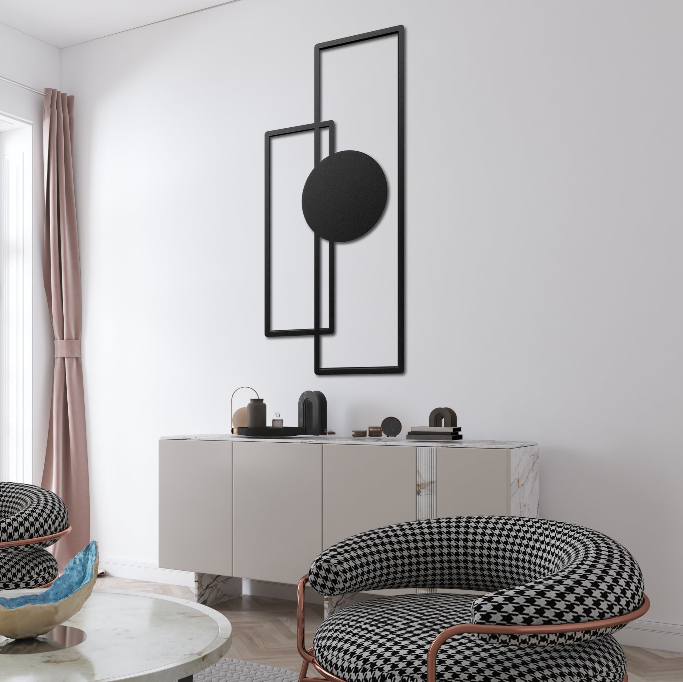 Geometric Metal Wall Art, Modern Metal Wall Decor, Mid Century Decor ...