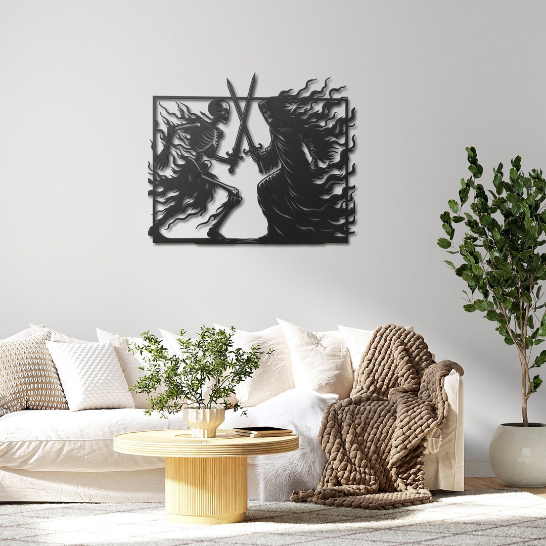 Spirit Skeleton Battle Wall Art, Skeleton Warrior Metal Wall Decor ...