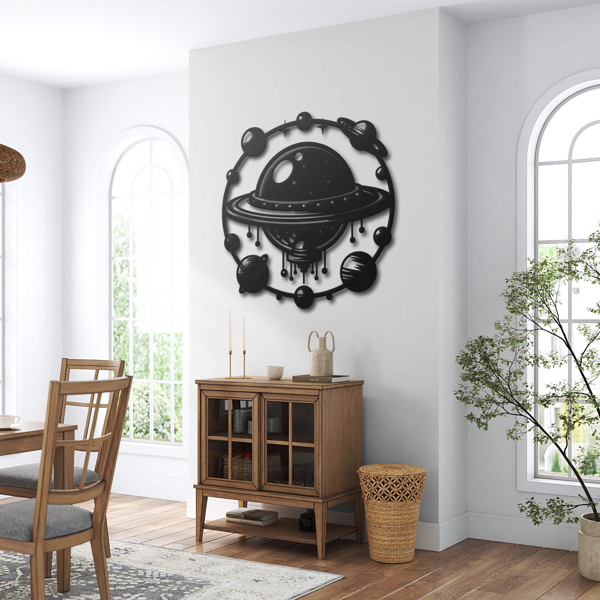 Space Metal Wall Decor, Saturn Metal Wall Art, Saturn Spaceship Decor ...