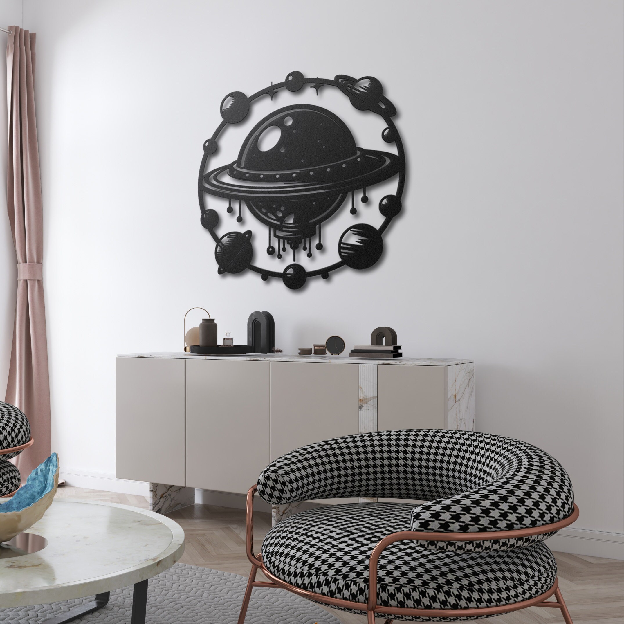 Space Metal Wall Decor, Saturn Metal Wall Art, Saturn Spaceship Decor ...