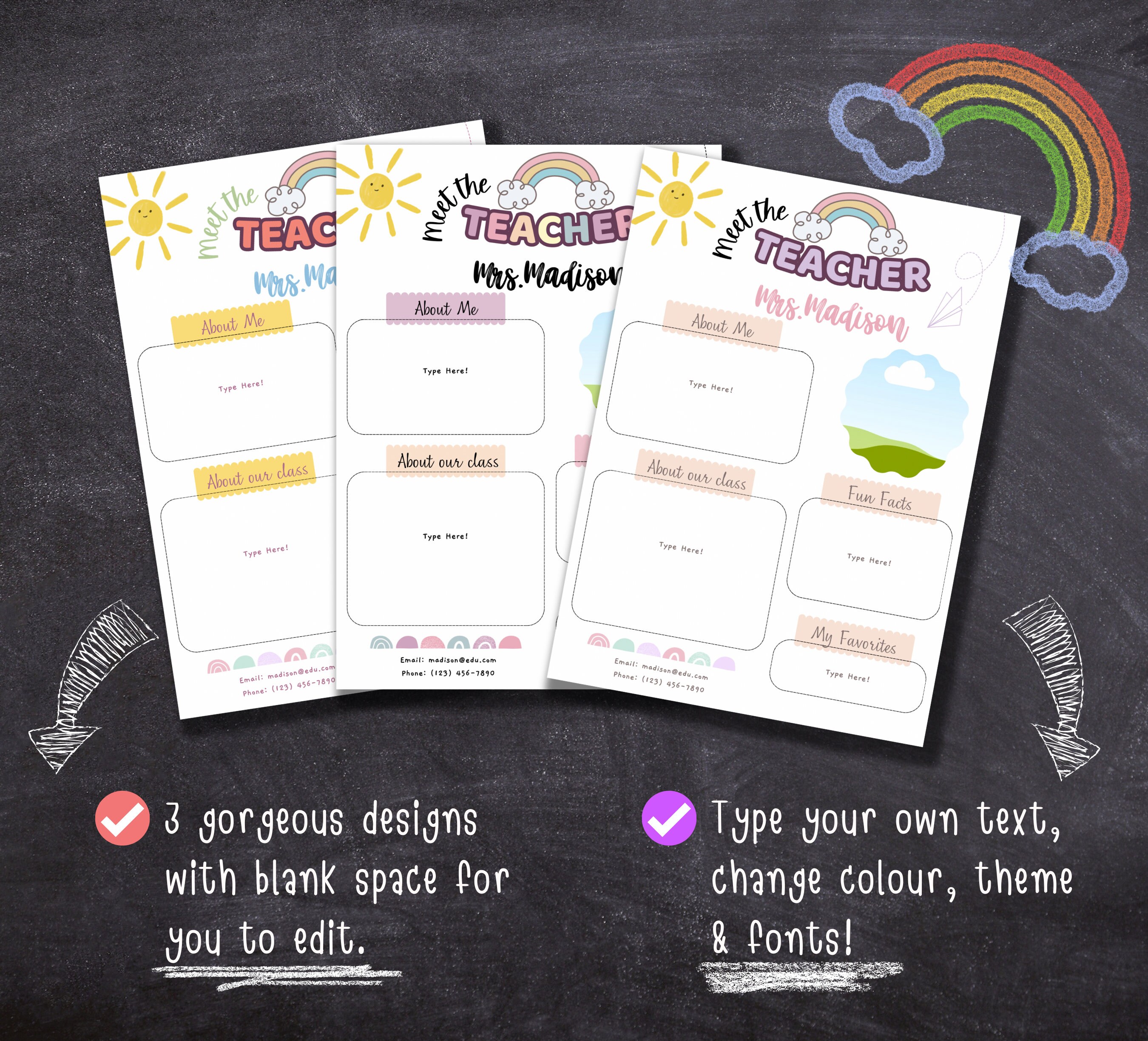 Meet the Teacher, Back to School, Meet the Teacher Templates, Printable ...
