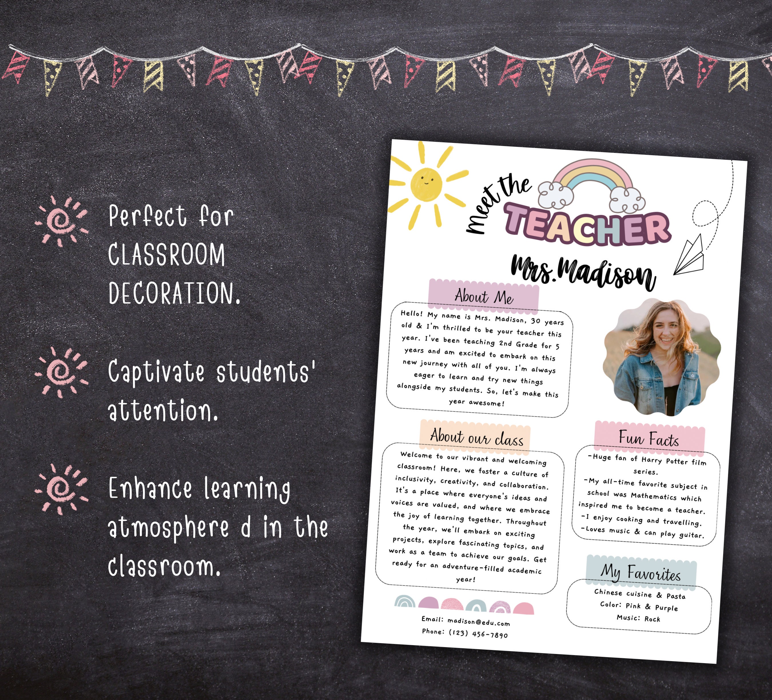 Meet the Teacher, Back to School, Meet the Teacher Templates, Printable ...
