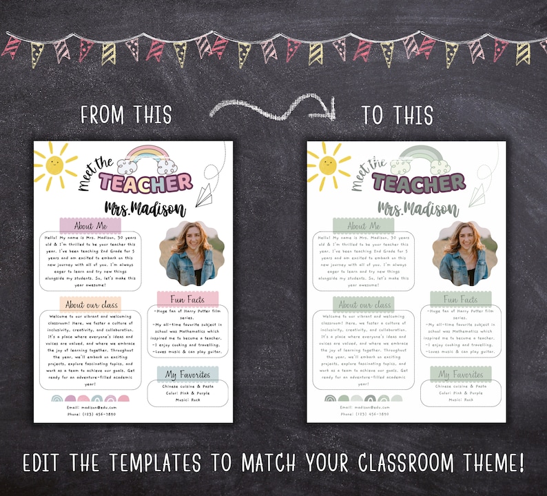 Meet the Teacher, Back to School, Meet the Teacher Templates, Printable ...