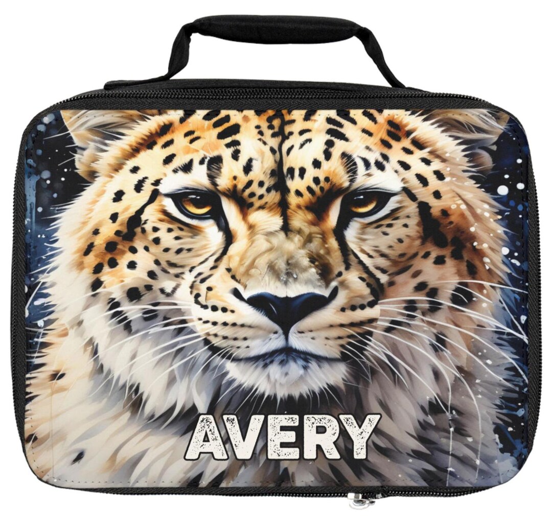 Personalized Leopard Cheetah Lunch Box for Kids Custom Name Wild Cat ...