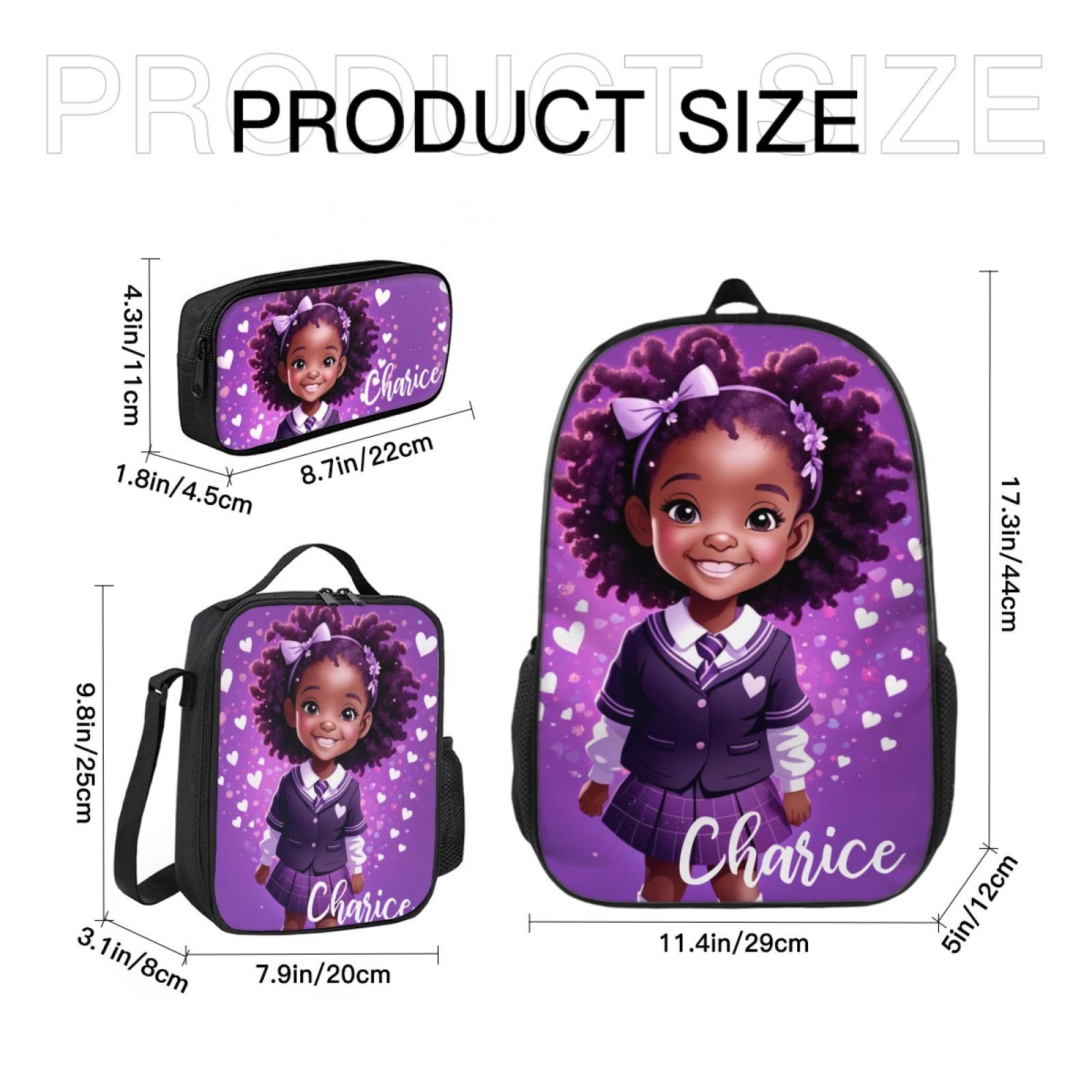 Personalized Afro African American Schoolgirl Design Backpack Custom ...