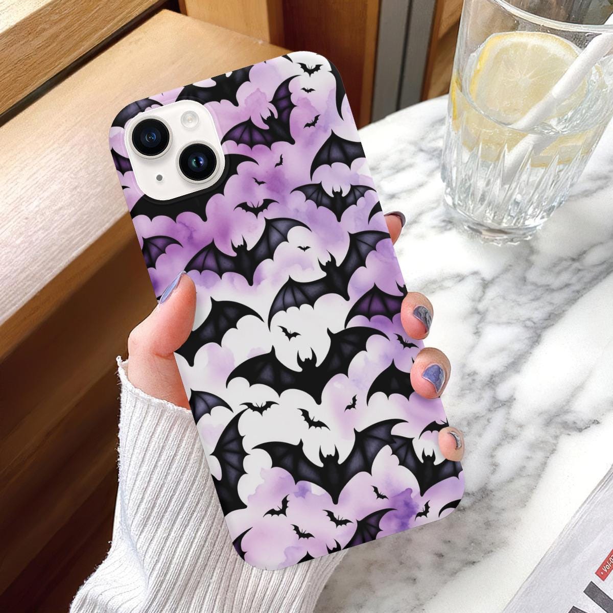 Watercolor Goth Bats Design Black Bat Emo Gothic Punk Pattern Case for ...