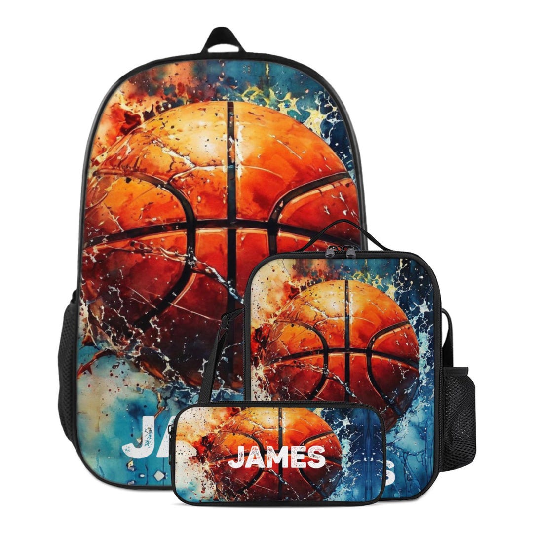 Backpack Basketball Schoolbag Custom for Boys Bookbag and Lunchbox ...