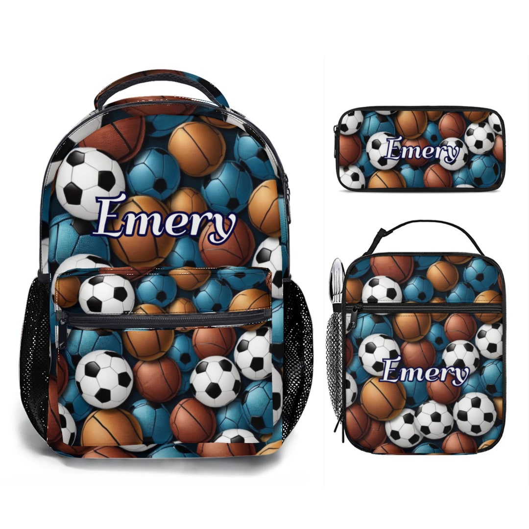 Personalized Cool Sports Soccer Basketballs With Custom Name Backpack ...
