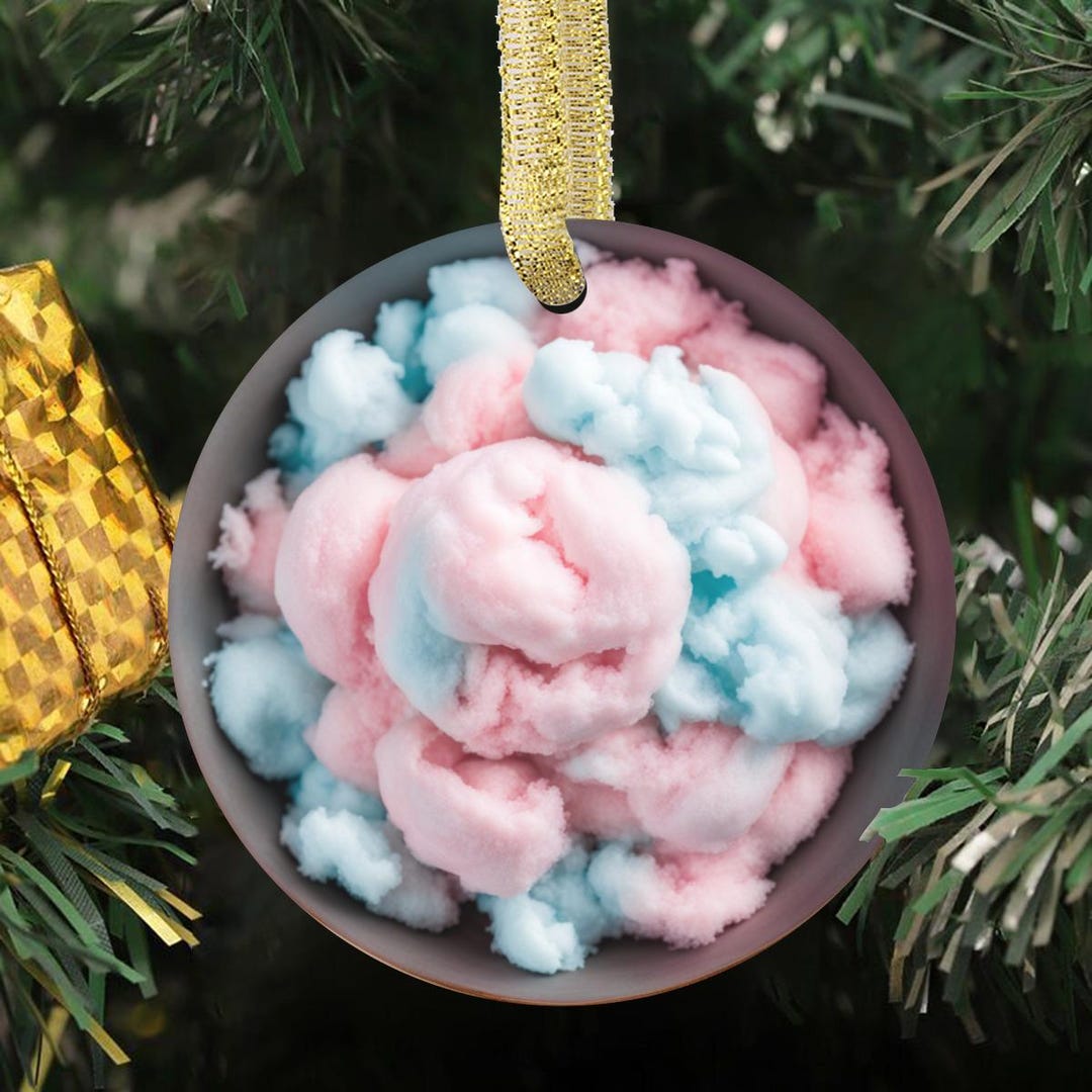 Custom Blue & Pink Cotton Candy Fluff Personalized Food Lover Christmas ...
