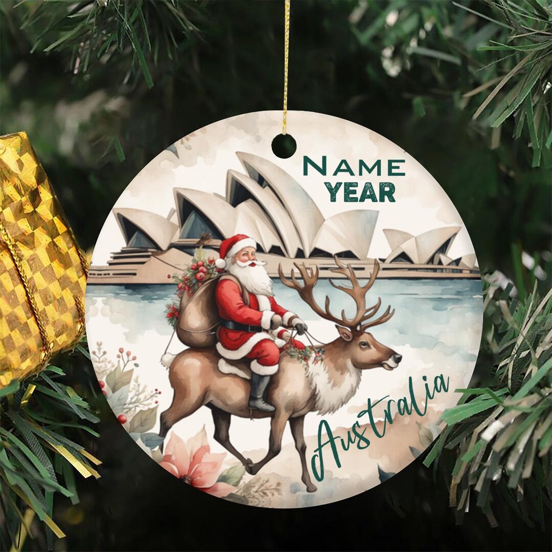 Custom Sydney Opera House Australia Aussie Vintage Style Santa Claus ...