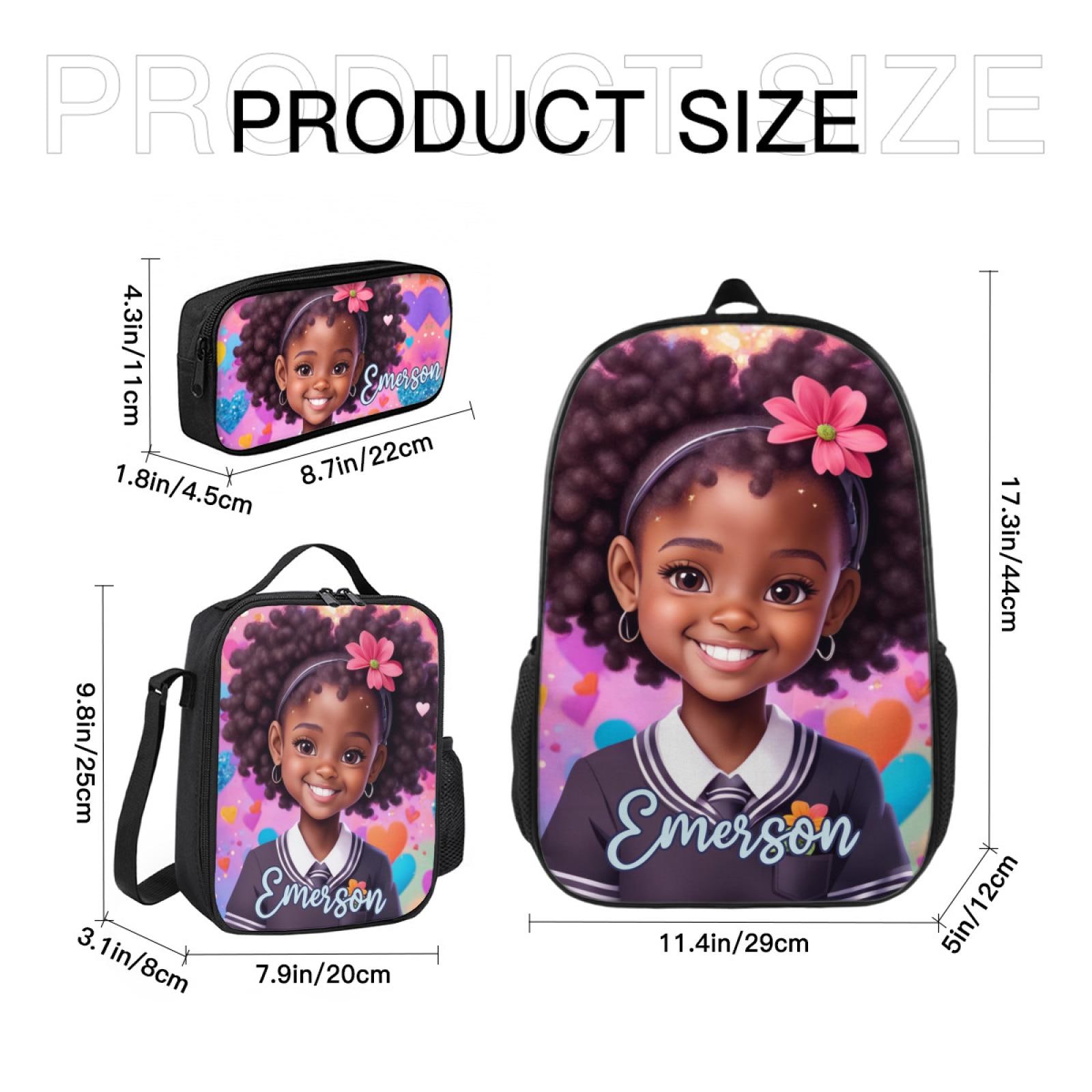 Personalized Afro African American Schoolgirl Design Backpack Custom ...