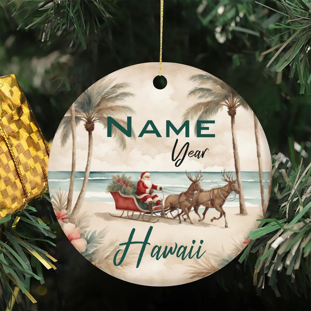 Custom Hapuna Beach Big Island Hawaii Unique Vintage Style Santa Claus ...