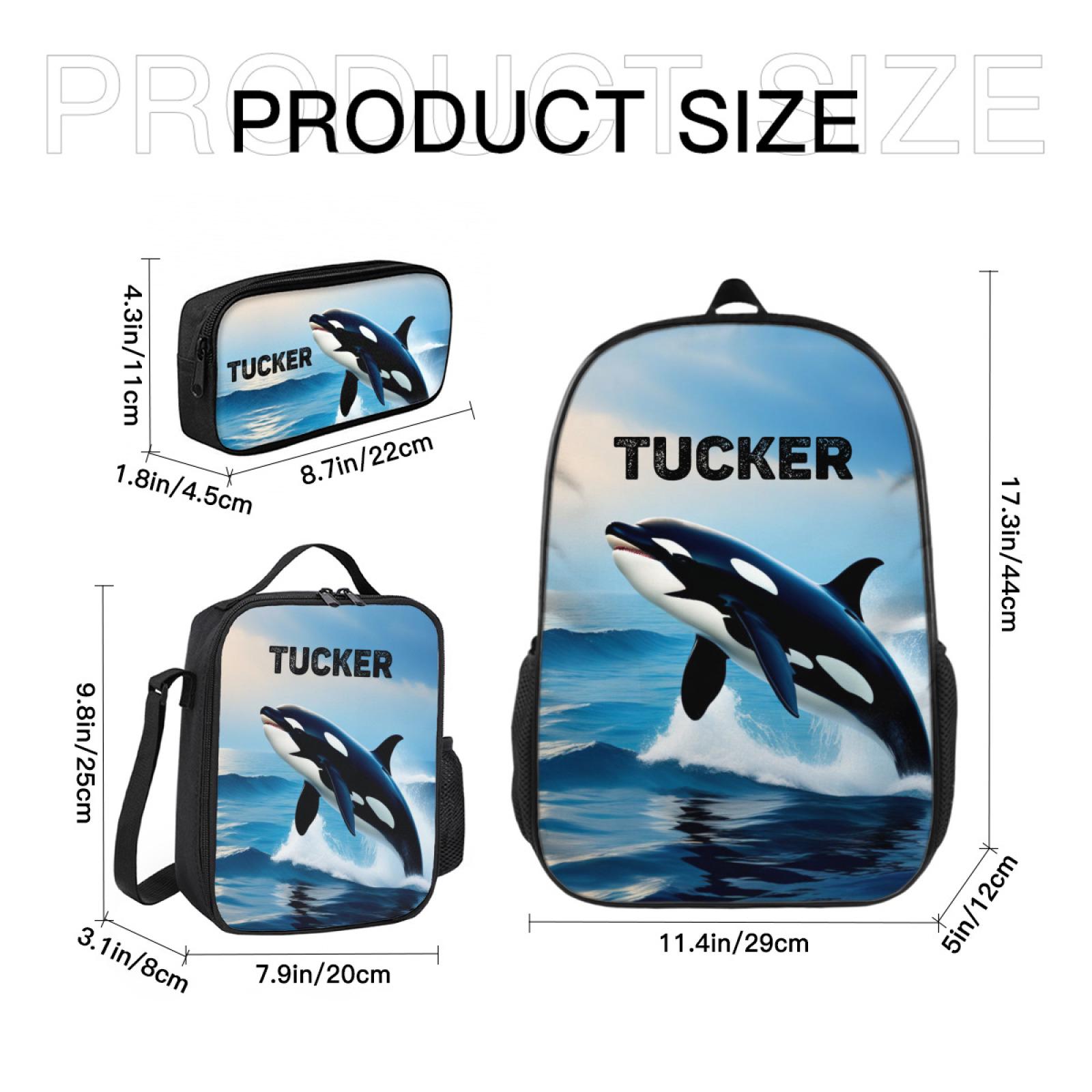 Personalized Orca Killer Whale Design Custom Name Backpack Pencil Case ...