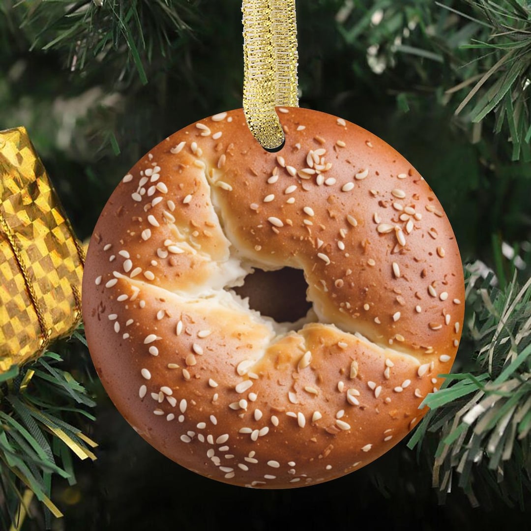 Custom Ornament of New York Bagel With Sesame Seeds Food-themed Foodie ...