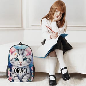 Personalized Schoolbag Pencil Case Lunch Bag Set Cat Kitten for ...