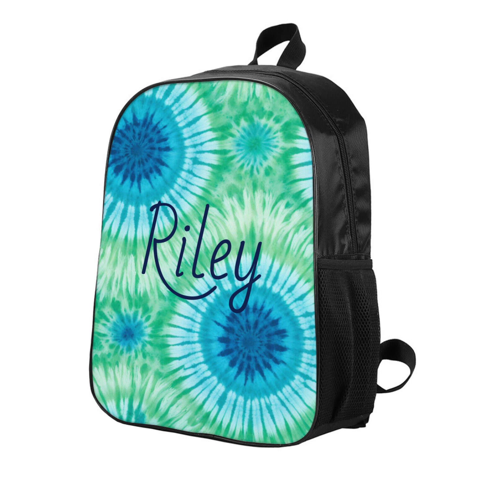 Personalized Blue Green Tie Dye Design Name Backpack Pencil Case Lunch ...