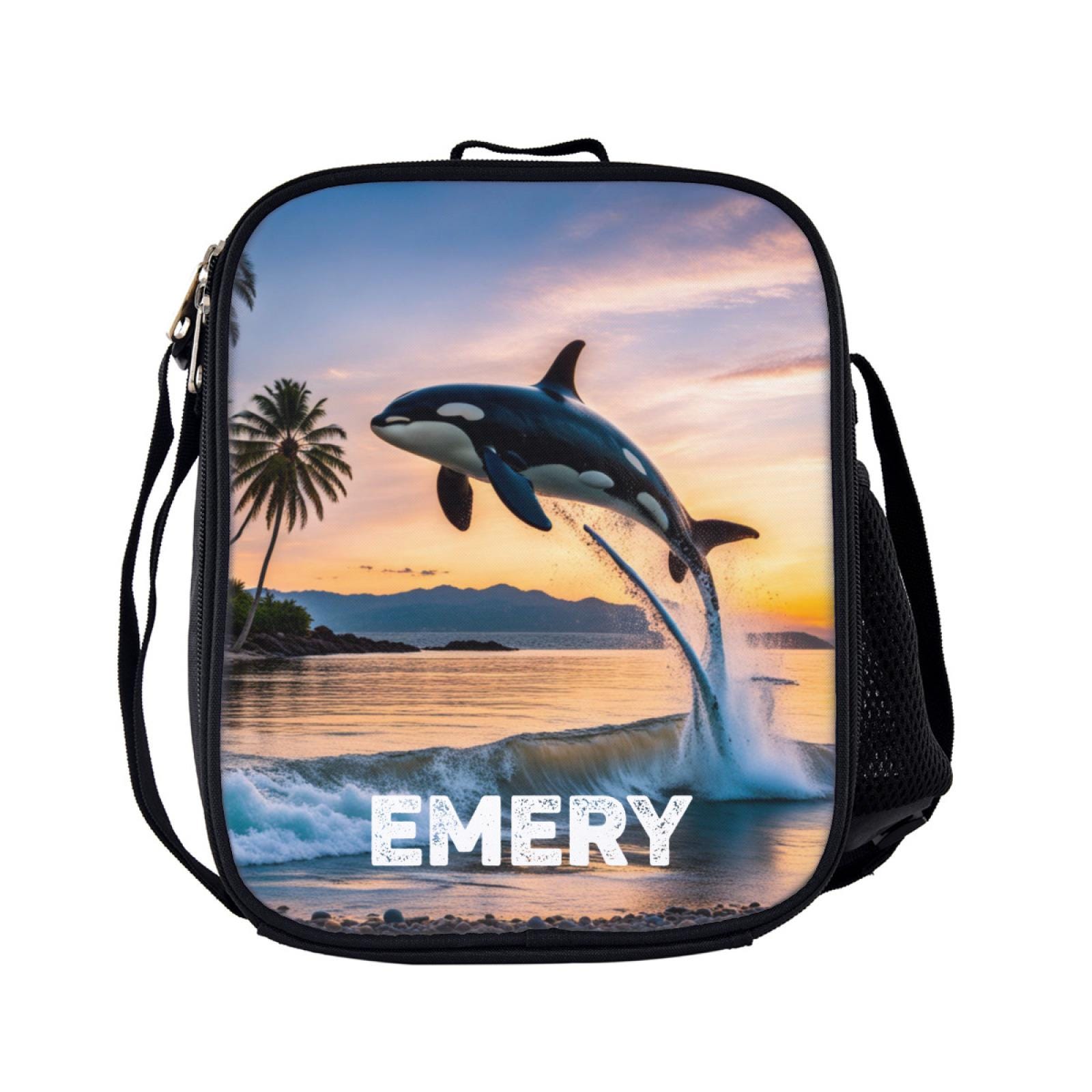 Personalized Orca Killer Whale Ocean Design Custom Name Backpack Pencil ...