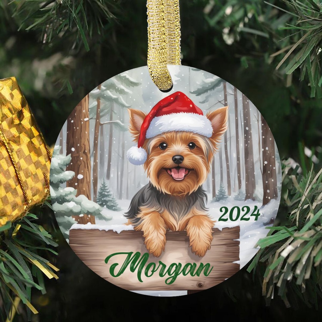 Custom Yorkie Yorkshire Terrier Dog in a Santa Hat Cute Gift for ...