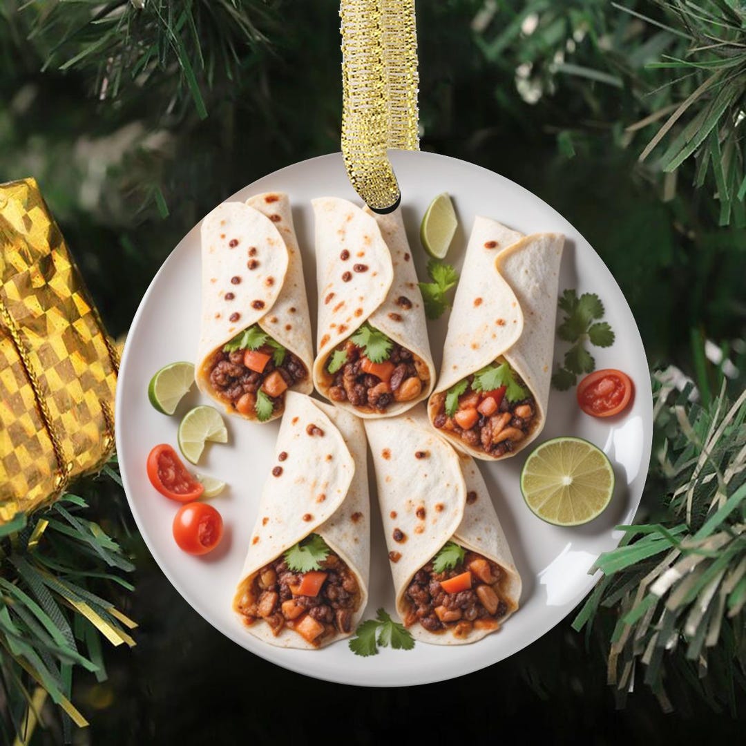 Custom Ornament of Mexican Burritos Bean Tortilla Wraps Food-themed ...