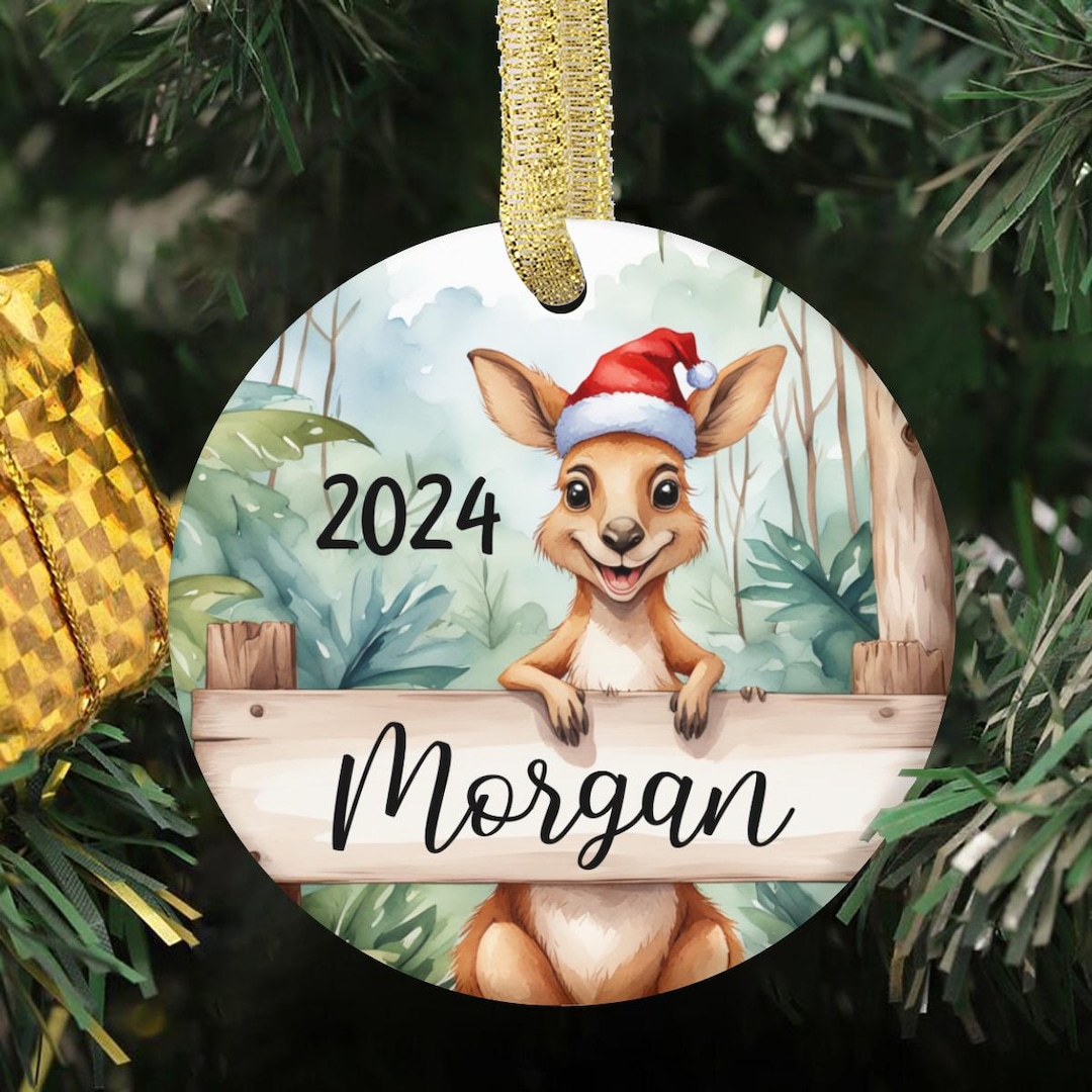 Custom Kangaroo Wearing a Santa Hat Cute Gift for Safari Forest ...