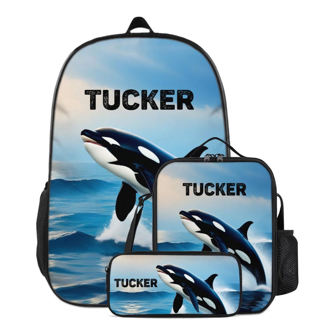 Personalized Orca Killer Whale Design Custom Name Backpack Pencil Case ...