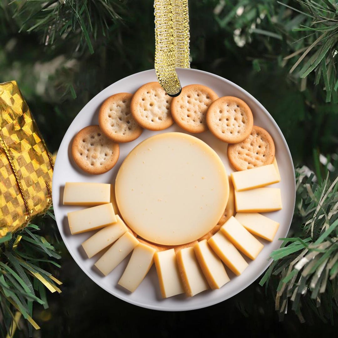 Custom Ornament of Sliced Cheese and Crackers Snack Comfort Food-themed ...