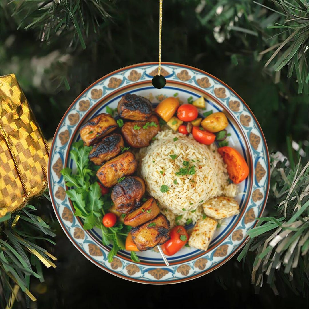 Custom Personalized Food Ornament, Kebab, Rice Pilaf, Grilled ...