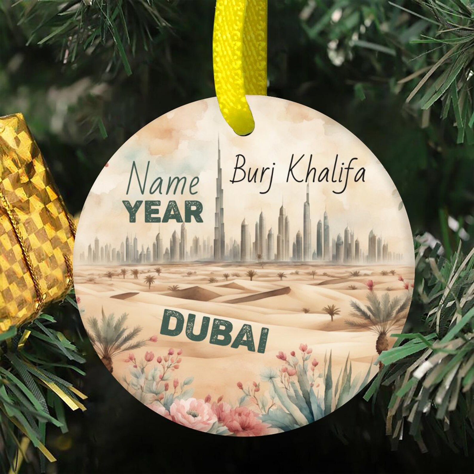 Custom Burj Khalifa Dubai Landmark Unique Vintage Style Travel Souvenir ...